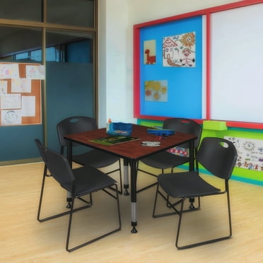 Regency Kee 42 in. Maple Round Height Adjustable Classroom Table & 18 ...