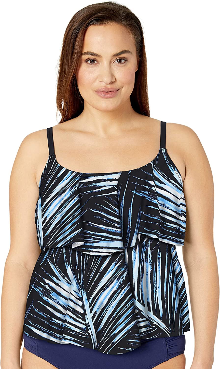 Maxine Of Hollywood Women's Standard 2-Tiered Ruffle Tankini Swimsuit ...