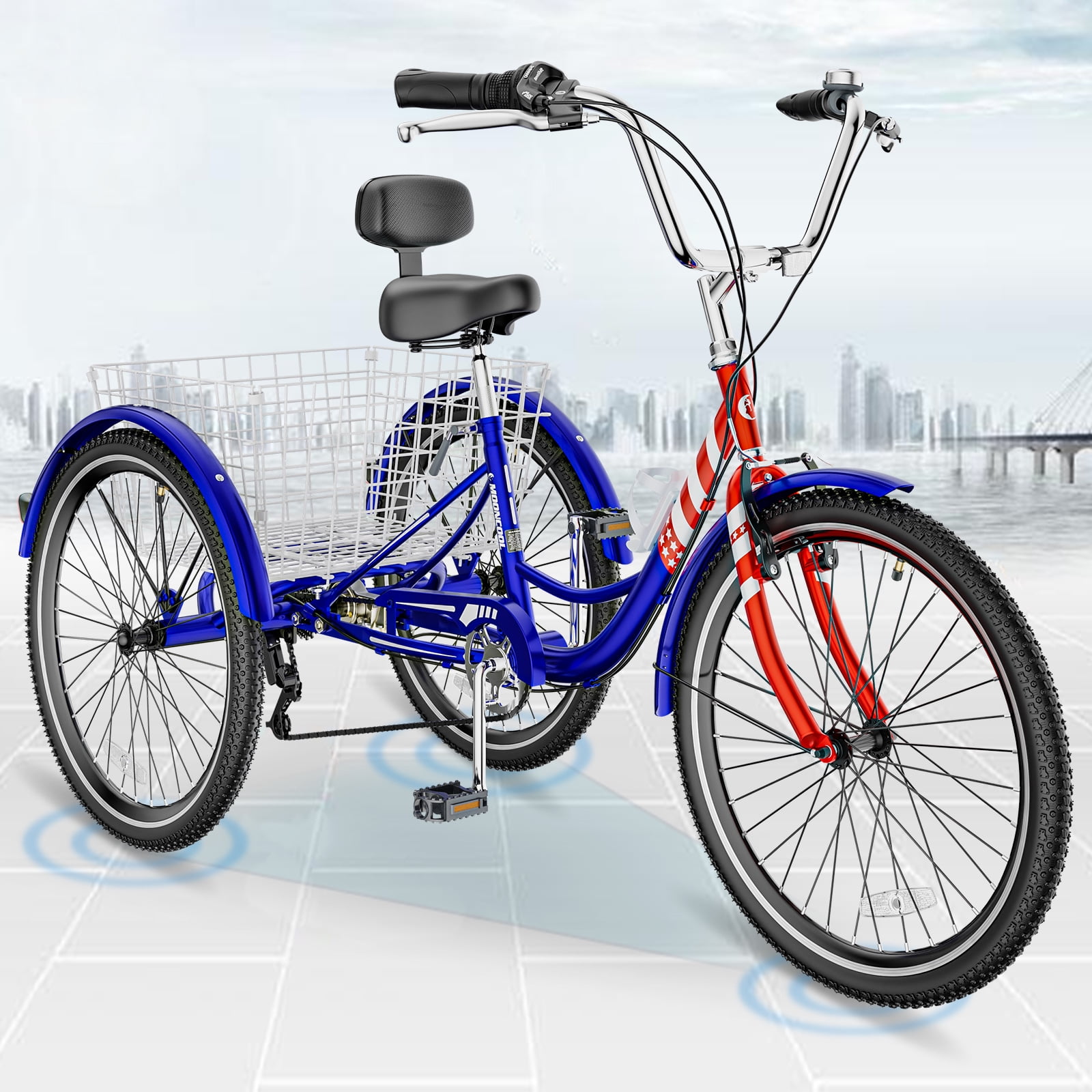 MOPHOTO 24" Adult Tricycle, 7 Speed Trike Cruiser Bike, Rear Storage ...