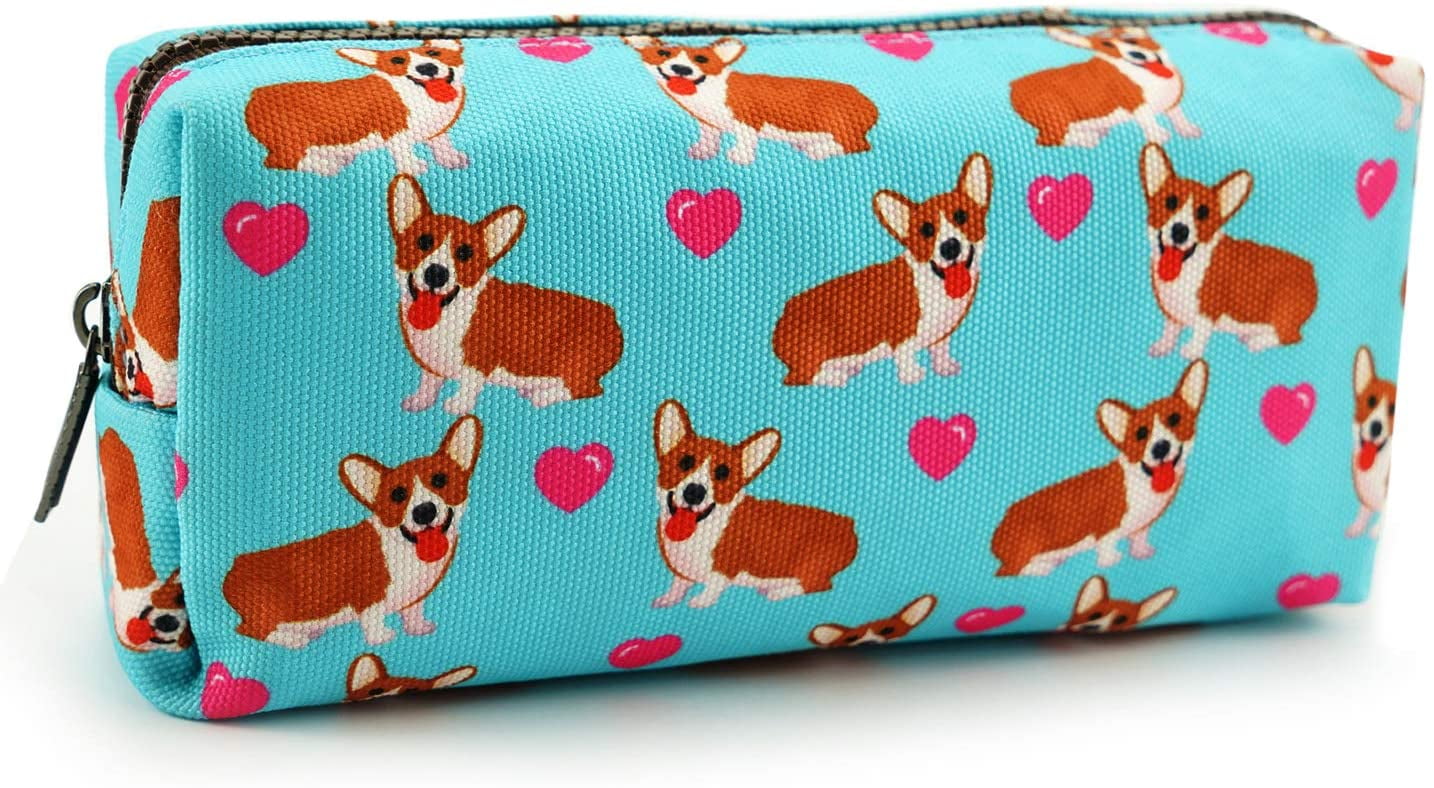 LParkin Kawaii Corgi Dogs Large Capacity Cute Gadget Canvas Pencil Case ...