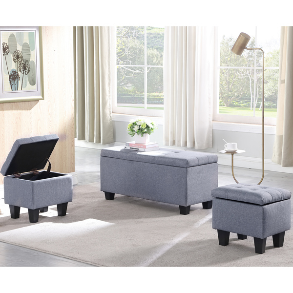 Liyucwill Large Storage Ottoman Bench Set, 3 in 1 Combination Ottoman ...