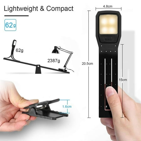 Book Light, Reading Light, 4 Level Brightness LED Reading Light, Eye ...