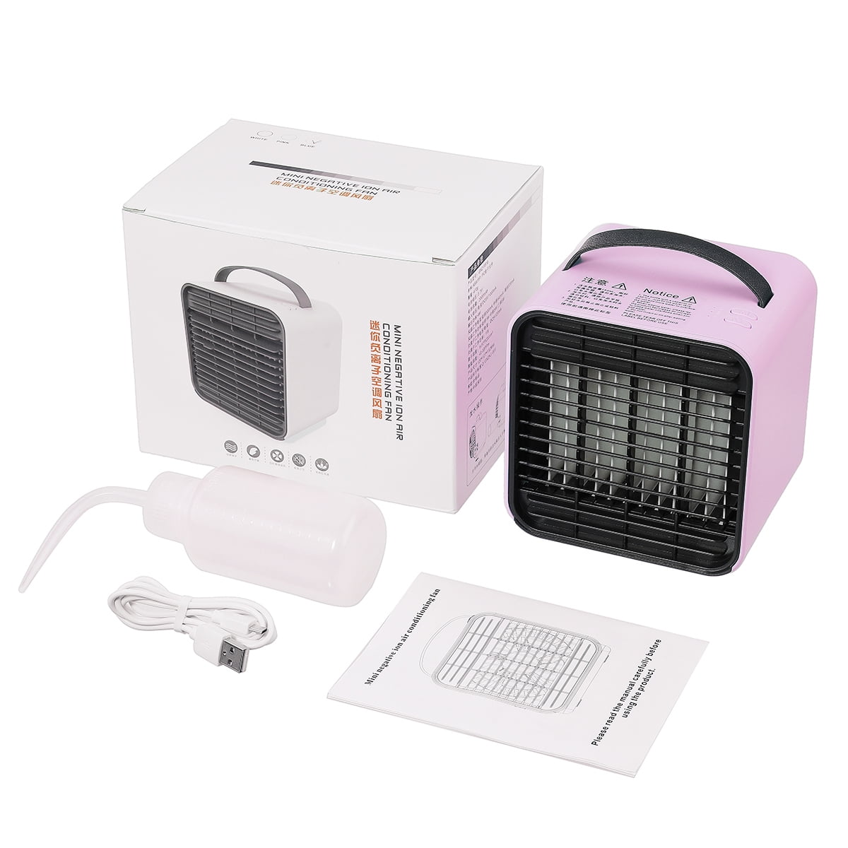 Mini Negative Ion Air Conditioning Fan Blue / White / Pink Air ...