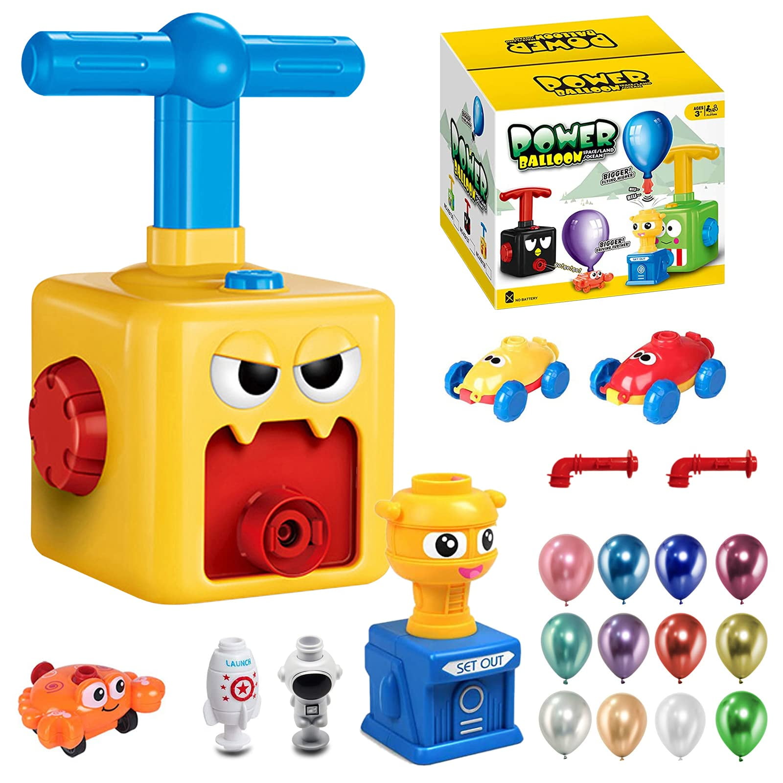Balloon Launcher Car Toy Set Balloon Powered Car Racers Kit with Pump ...