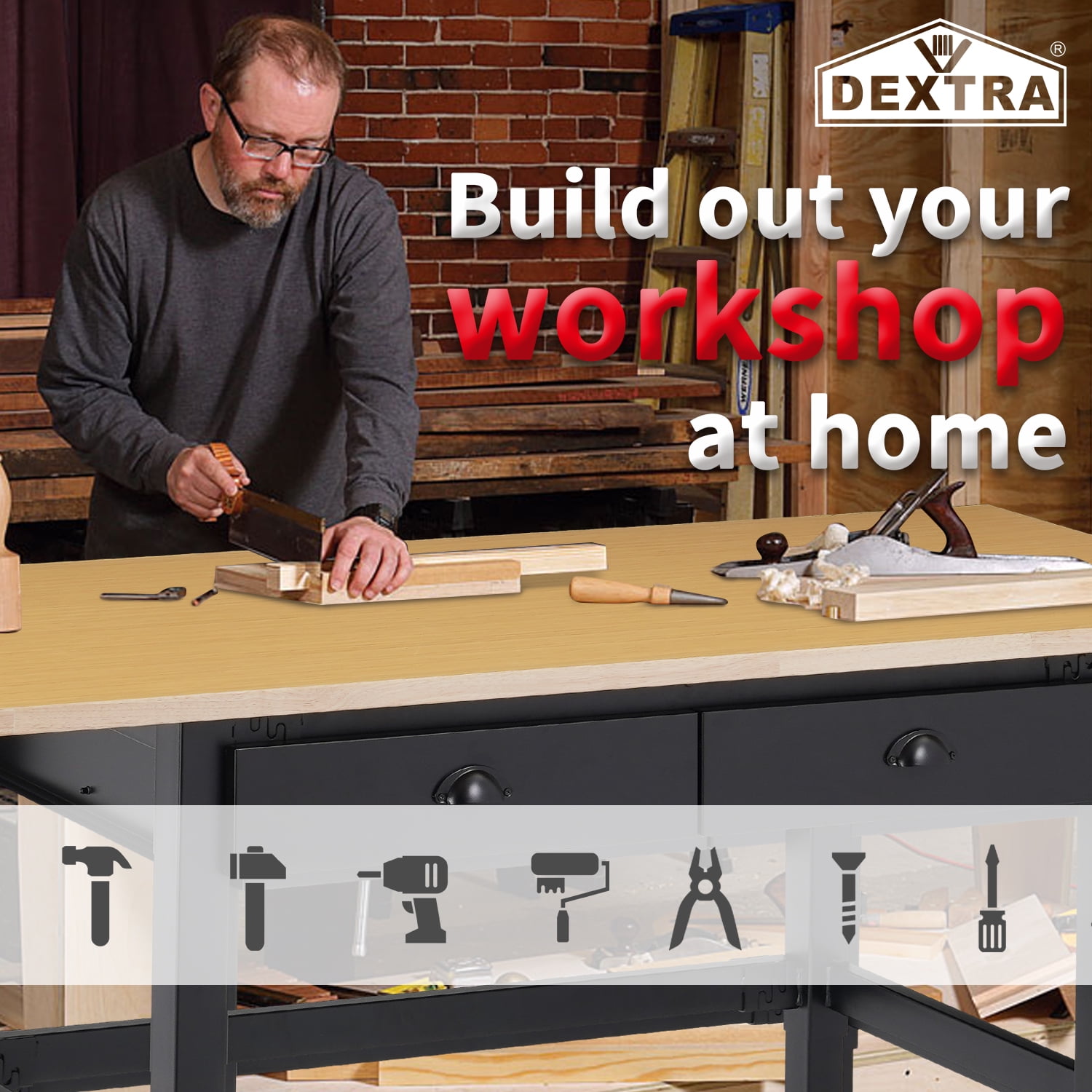 Buy Dextra 48’’ Work Benches for Garage Work Table with Power Outlets ...