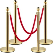 Costway 6Pcs Stanchion Posts Queue Pole Retractable 3 Velvet Ropes with ...