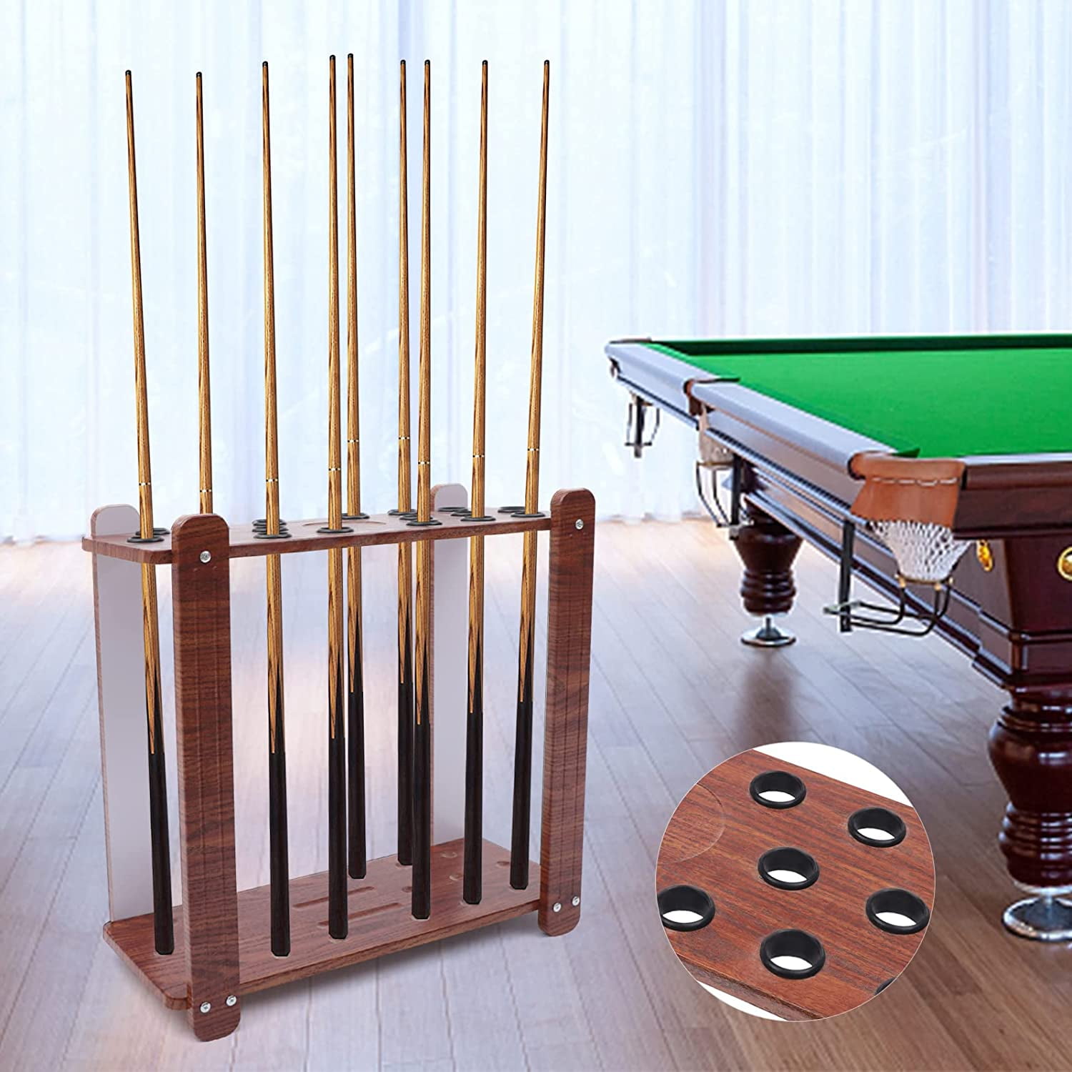 Miumaeov 18 Hole Pool Cue Rack Floor Stand Stick Holder Billiard Cue ...