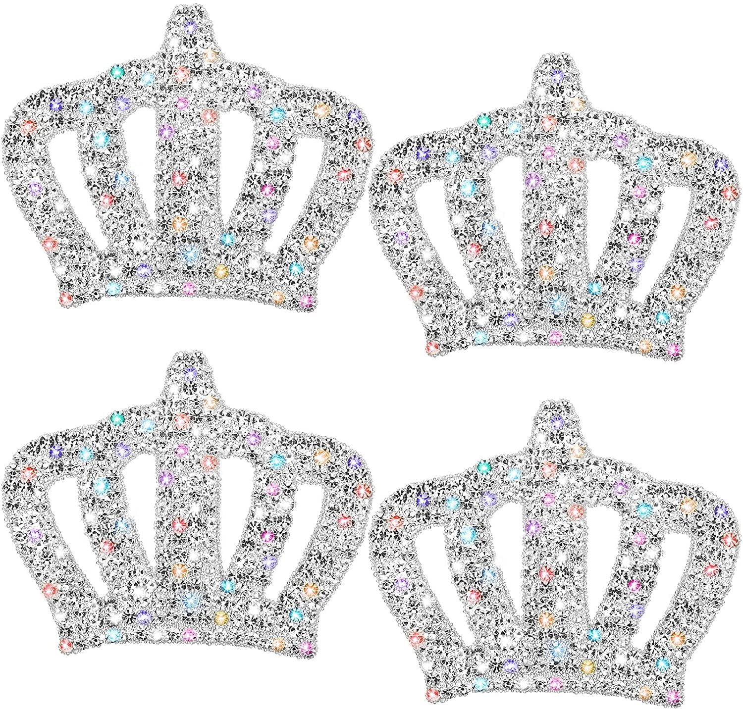4 Pieces Crystal Crown Car Stickers Bling Rhinestone Decals Princess ...