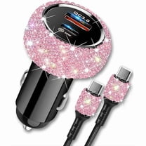 Bling USB C Car Charger, 48W PD QC Dual Port Fast Adapter with 3.2FT ...