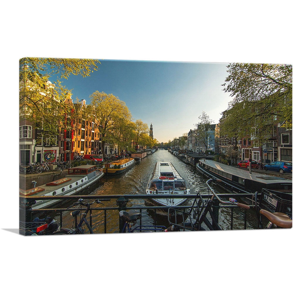 ARTCANVAS Canal of Amsterdam Netherlands Canvas Art Print - Size: 40" x ...