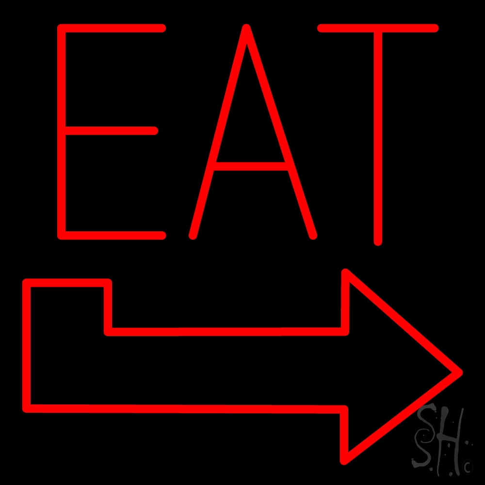 Eat Arrow LED Neon Sign 24 x 24 - inches, Black Square Cut Acrylic ...