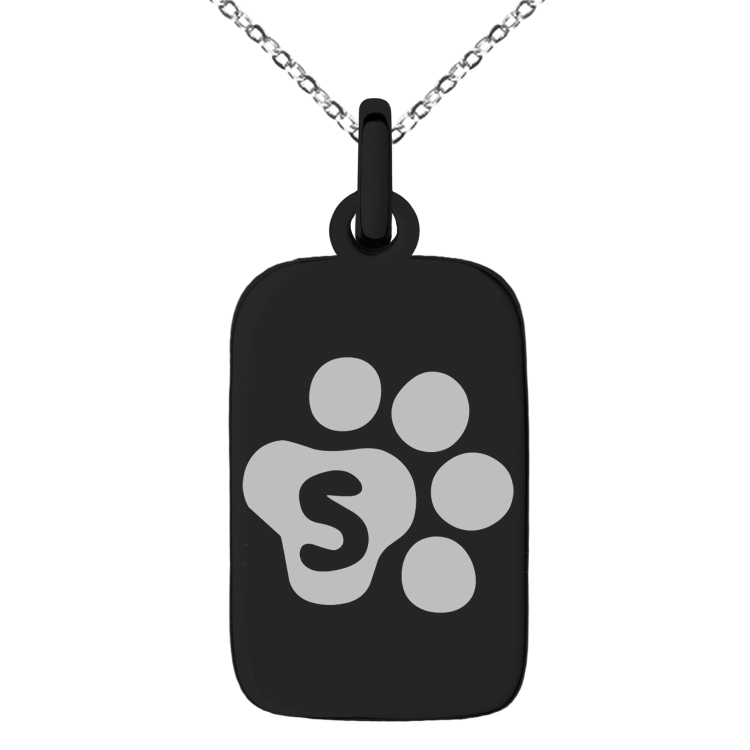 Stainless Steel Letter S Initial Cat Dog Paws Monogram Engraved Small ...