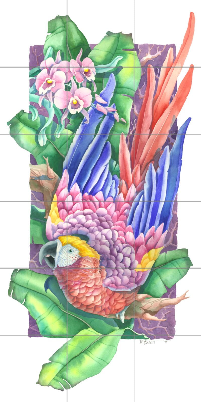 Tile Mural Kitchen Backsplash - Paradise Macaw 2 - by Paul Brent ...