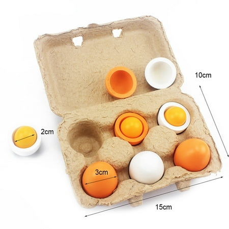Kids Wood Simulation Egg Blocks with Box Pretend Play House Kitchen ...