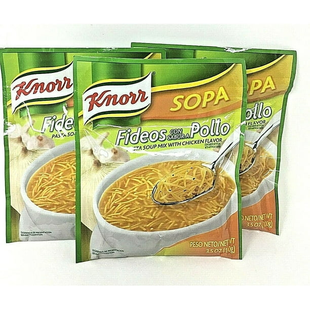 Knorr Fideos Pollo Pasta Soup Mix With Chicken Flavor 3.5 oz- Pack of 3 ...