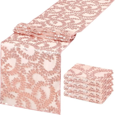 Rose Gold Sequin Table Runner, 12"x108" Table Cover Rectangle Table Runners Cloth for Wedding ...