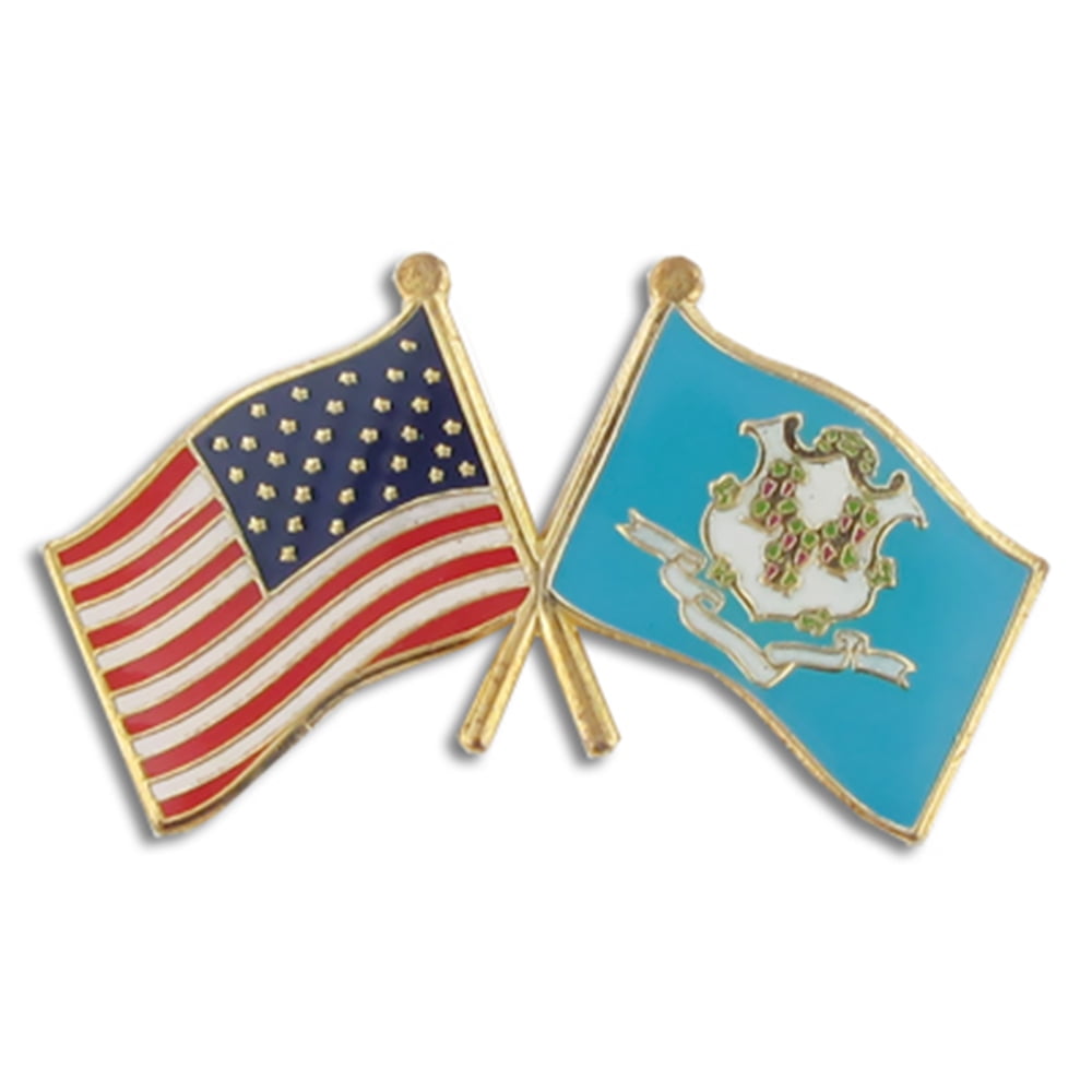 Connecticut and USA Crossed Friendship Flag Enamel Lapel Pin - Walmart.com