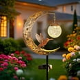 1pc Solar Powered Iron Hummingbird Garden Stake Light, Outdoor Patio ...