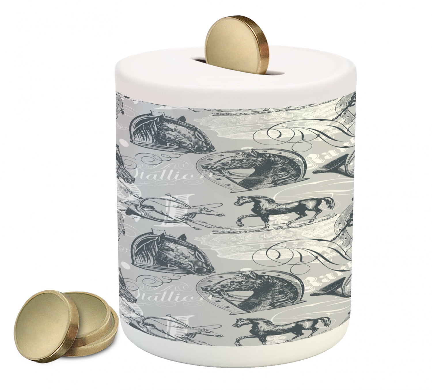 Grey Piggy Bank, Different Kind of Nostalgic Gentle Horses on ...