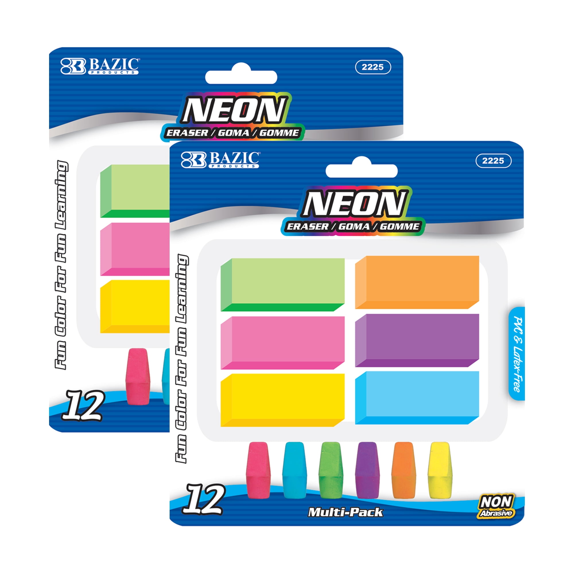BAZIC Erasers + Pencil Top Erasers Set, Bevel Arrowhead Tops, 24-Count ...