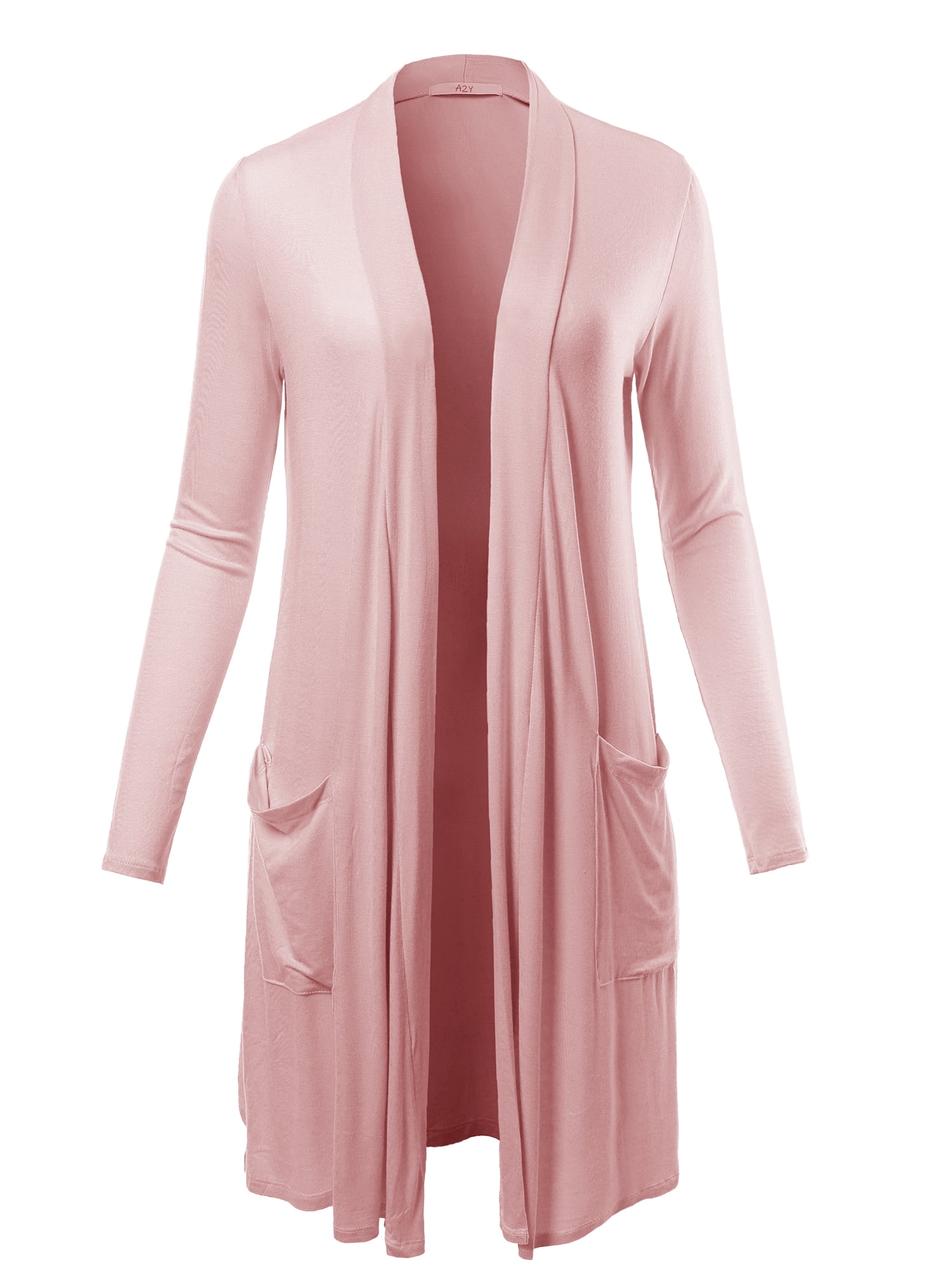 A2Y Women's Lightweight Open Front Pocket Long Length Long Sleeve Rayon ...