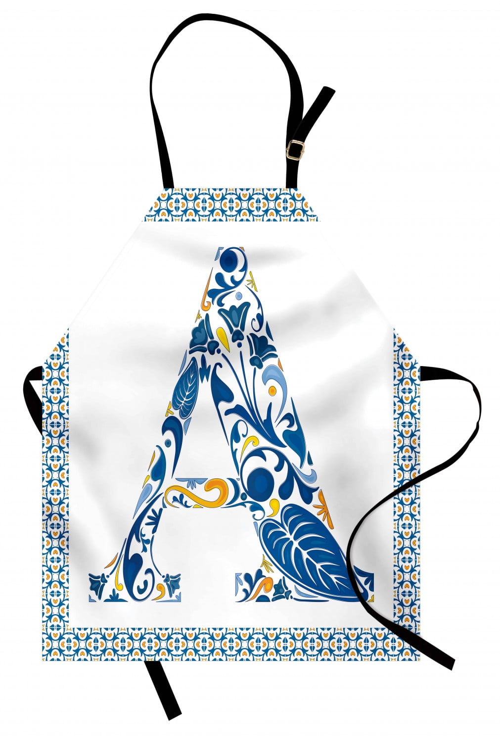 Letter A Apron Abstract Geometric Frame with the Letter A Swirls Leafs ...