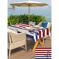 Blue Anchor Rectangle Outdoor Tablecloth with Umbrella Hole Costal Red ...