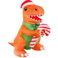 SHIQI-Giant 9-Foot Dinosaur Christmas Inflatable T-Rex with Santa Hat ...