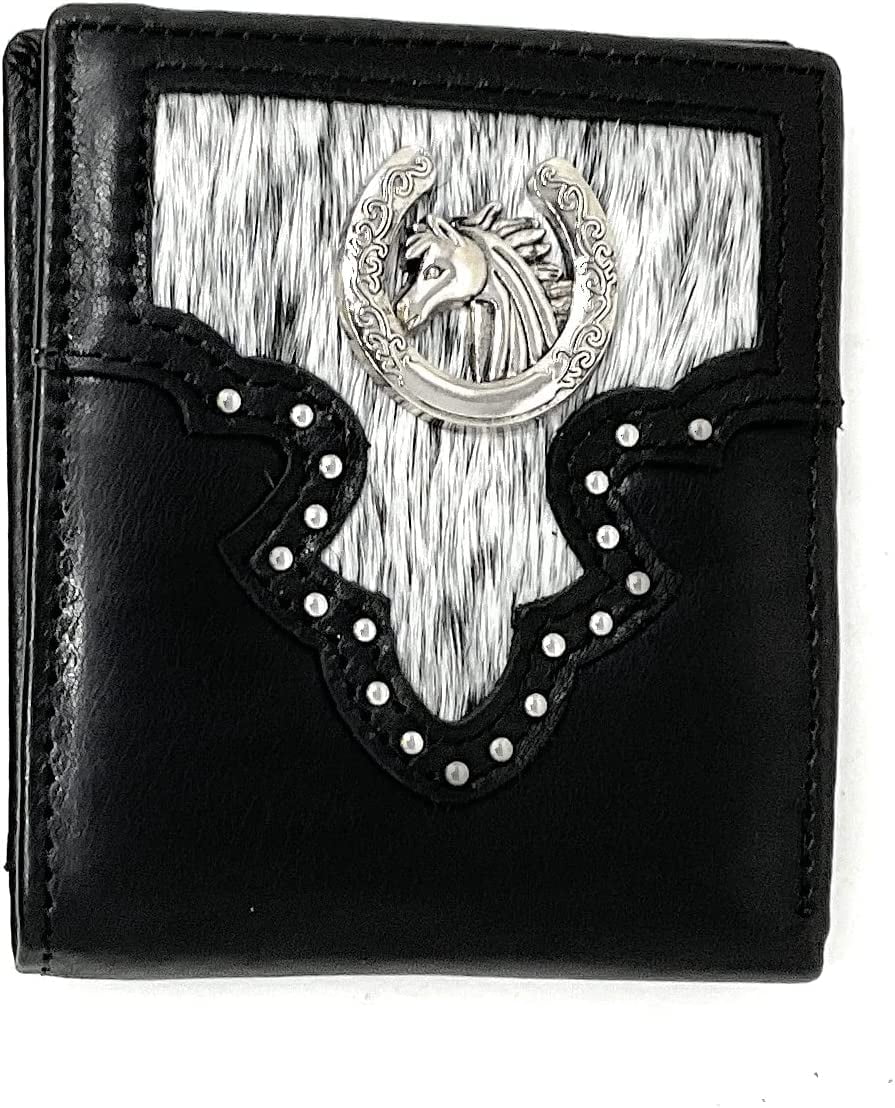 Western Genuine Woven Leather Cowhide Mens Bifold Short Wallet in Multi ...