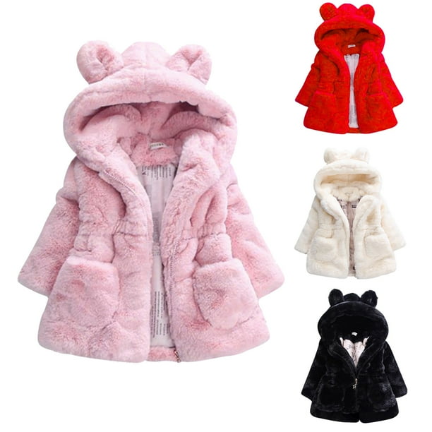 GYRATEDREAM 1-8T Baby Little Girls Winter Fleece Coat Kids Faux Fur ...