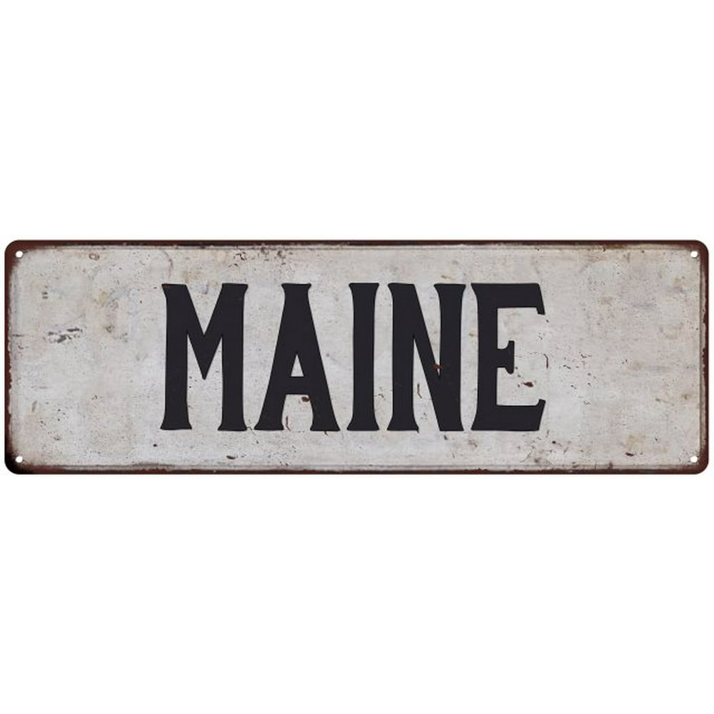 MAINE Vintage Look Rustic Metal 6x18 Sign City State 206180041011 ...