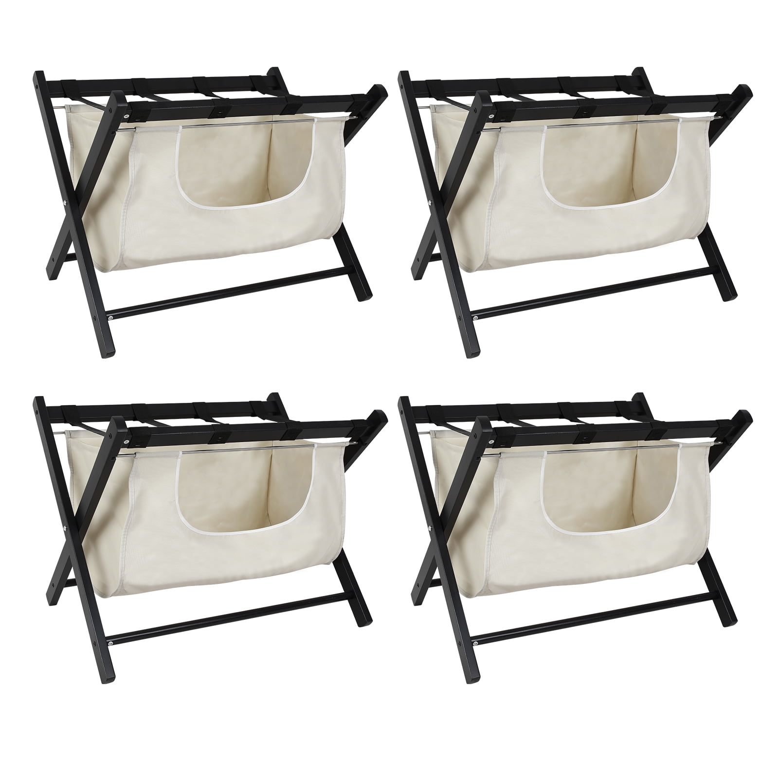 Ecomex Set of 4 Wood Luggage Rack with Laundry Bag, Folding Suitcase ...