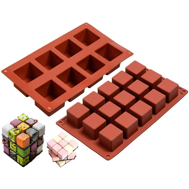 2Pcs Square Mousse Cake Baking Mold 8 Cavity Square Silicone Mold15 ...