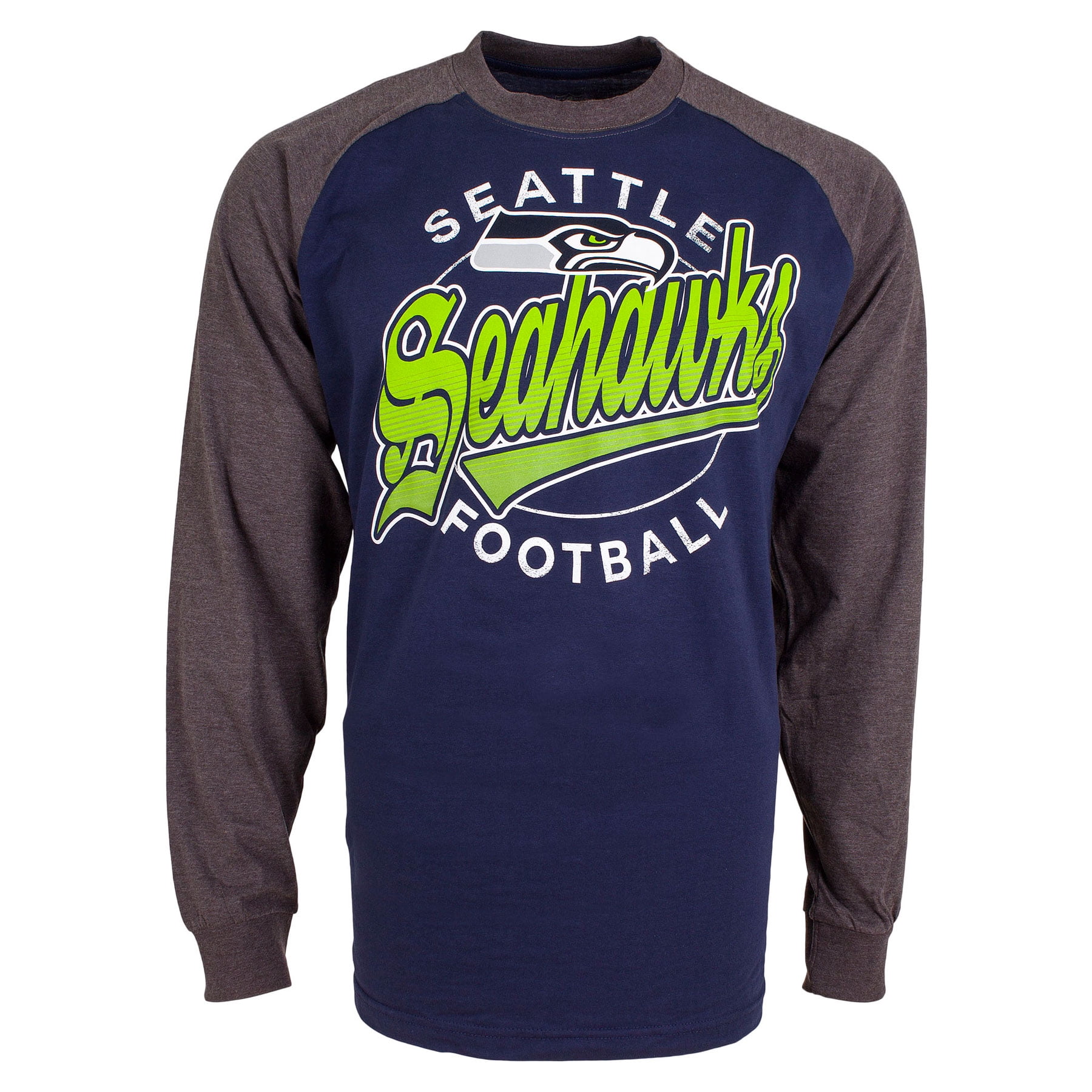 Seattle Seahawks Rounder Raglan Long Sleeve Jersey T-Shirt - Old Time ...
