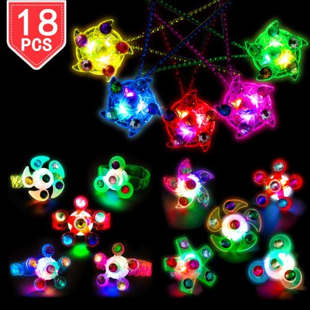 Light Up LED Rings Necklaces Bracelets with Gyro Fidget Spiral Twister ...