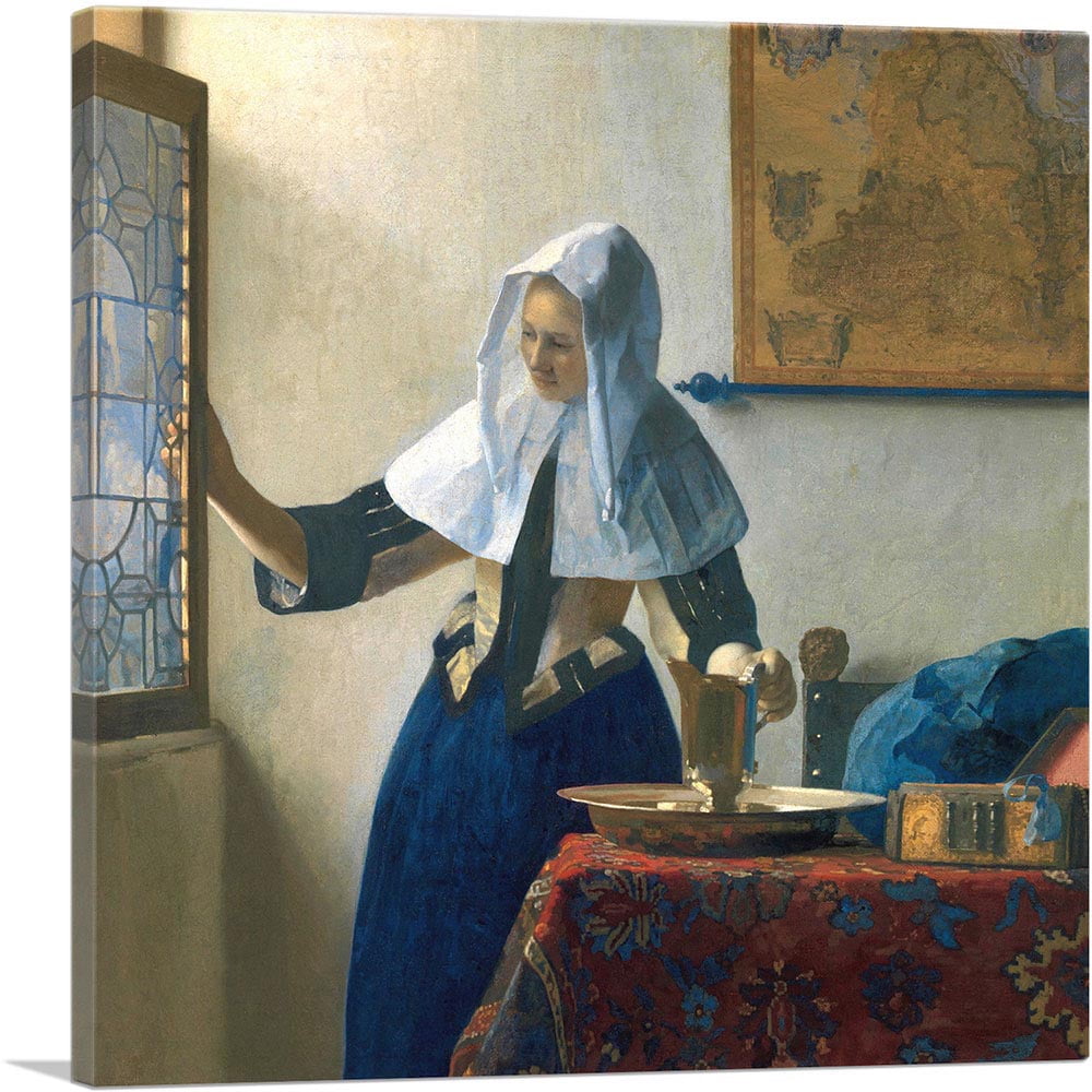 ARTCANVAS Young Woman With A Water Pitcher 1660 Canvas Art Print by ...
