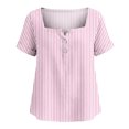 Aezemi Women's Short Sleeve Striped Shirt, Square Neck Printed Summer ...