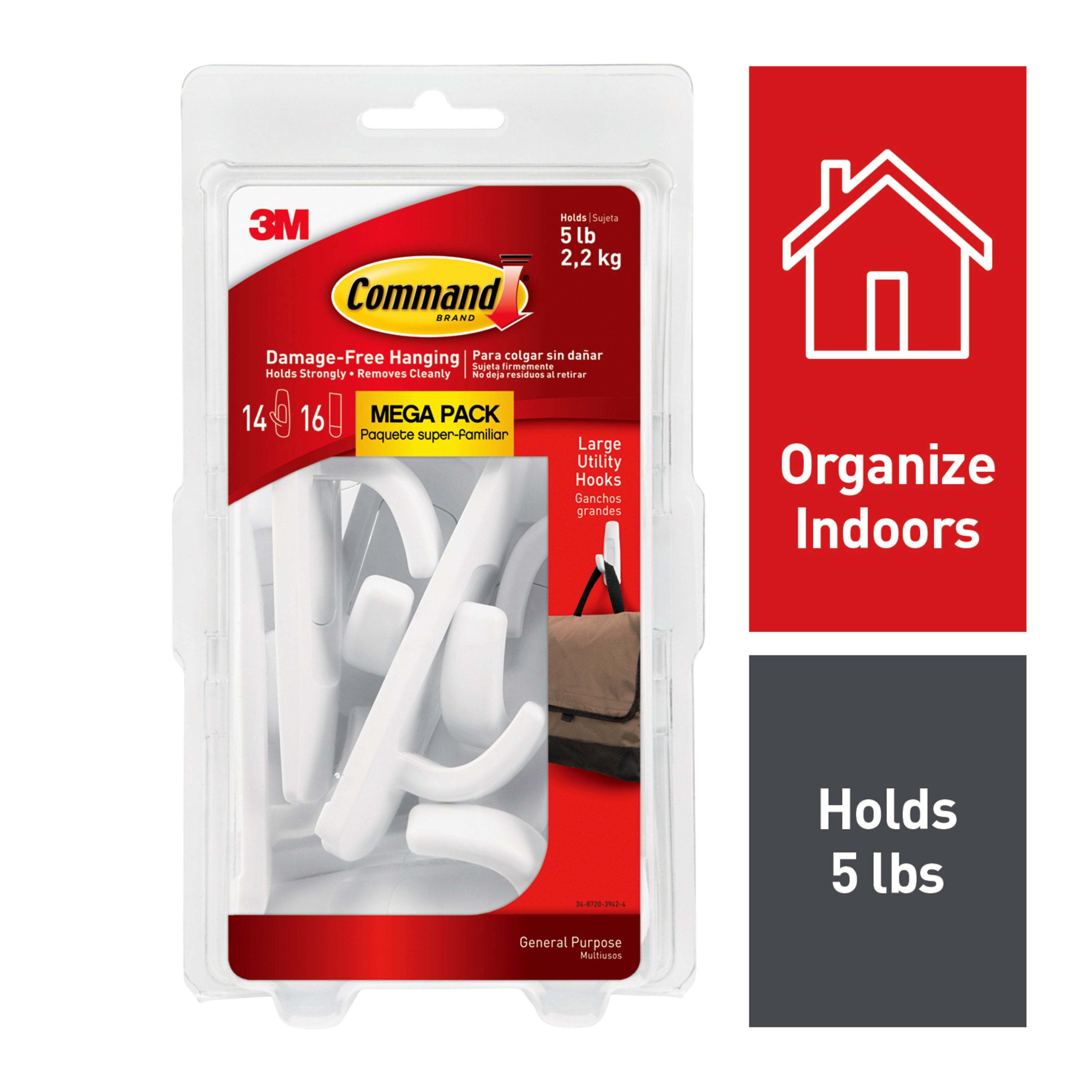 Command™ Large Utility Hooks, 14 Hooks, 16 Strips - Walmart.com ...