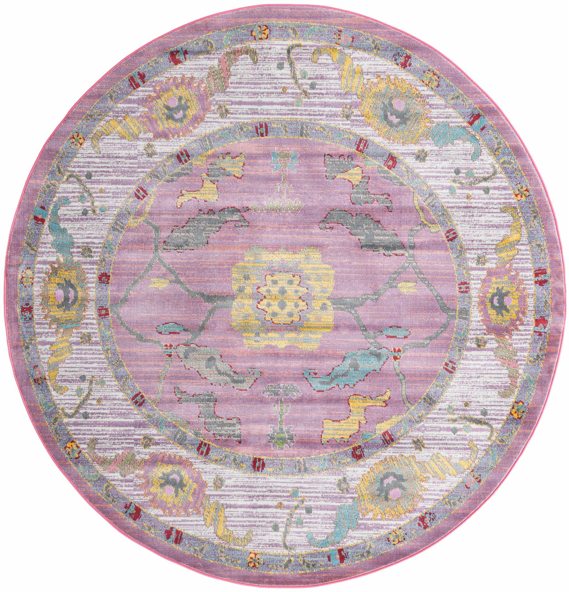 Rugs.com Paragon Collection Rug – 8 Ft Round Pink Medium-Pile Rug ...