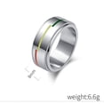 PAMTIER Stainless Steel 8mm Colorful Stripes Spinner Rings for Men ...