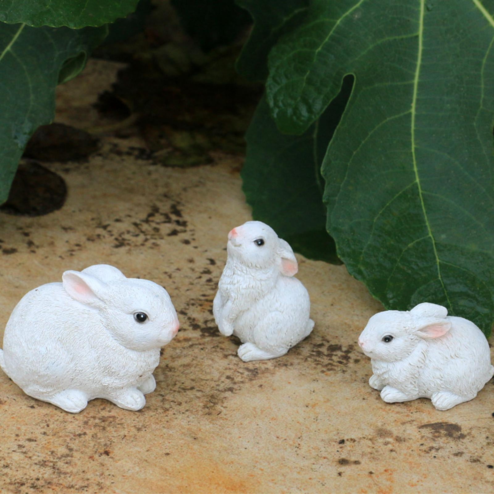 3x Bunny Figurines Miniature Rabbit Statue for Car Dashboard Office ...