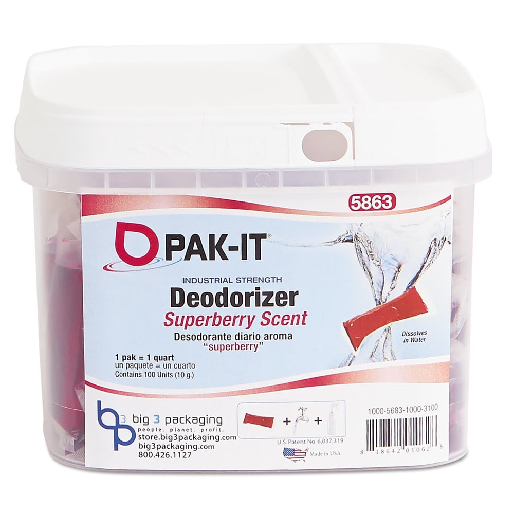 100 Pack/Tub Industrial Strength Superberry Deodorizer Packets (4-Pack ...