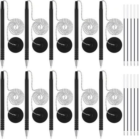 Compuye Security Pen Set with Bead Chain and Pen Holder, 10 Pieces ...
