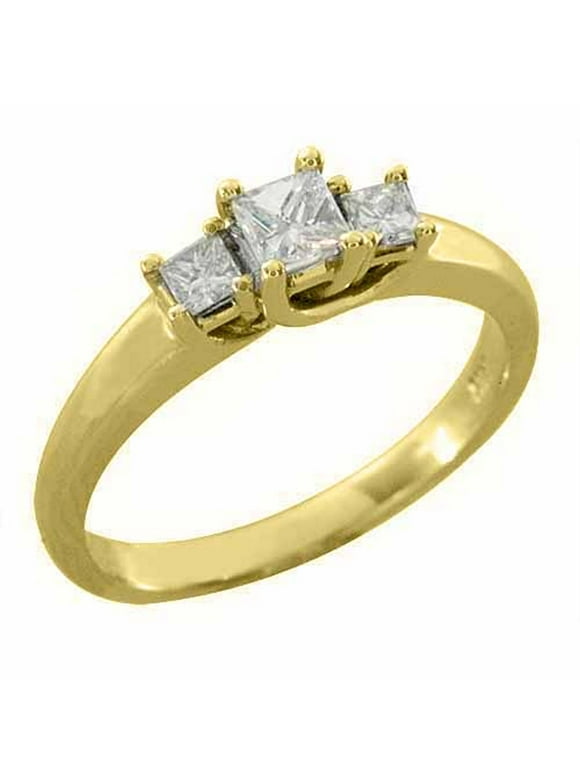 Princess Cut Past Present Future Ring
