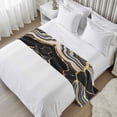 Black Gold Marble Bed Runner Queen Size Glitter Geometric Marble Foil ...