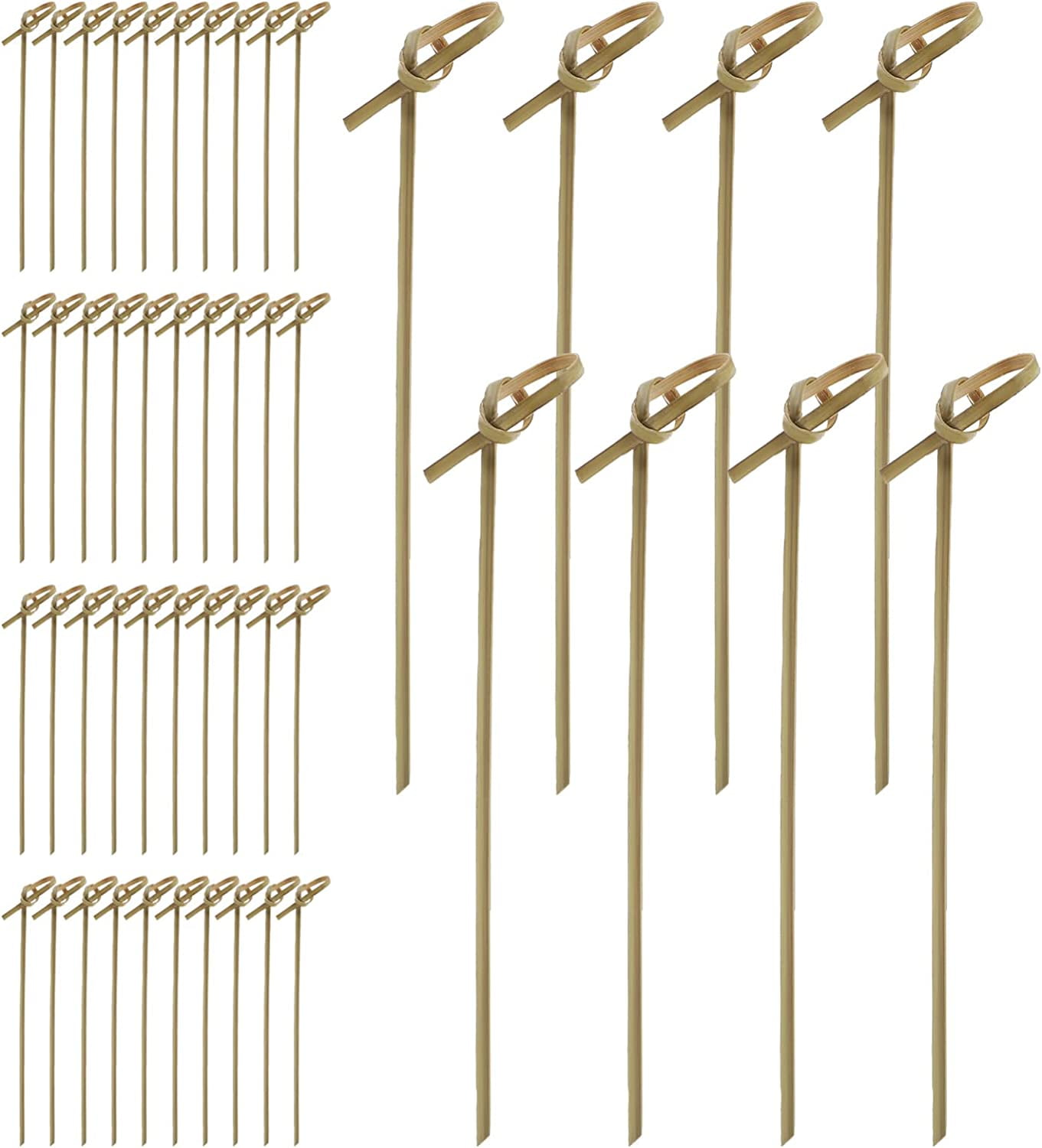 Bamboo Cocktail Picks 100pcs Bamboo Skewers 12cm with Looped Knot Food ...