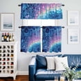 Blue Waves Kitchen Curtains Set for Windows, Modern Abstract Gradual ...