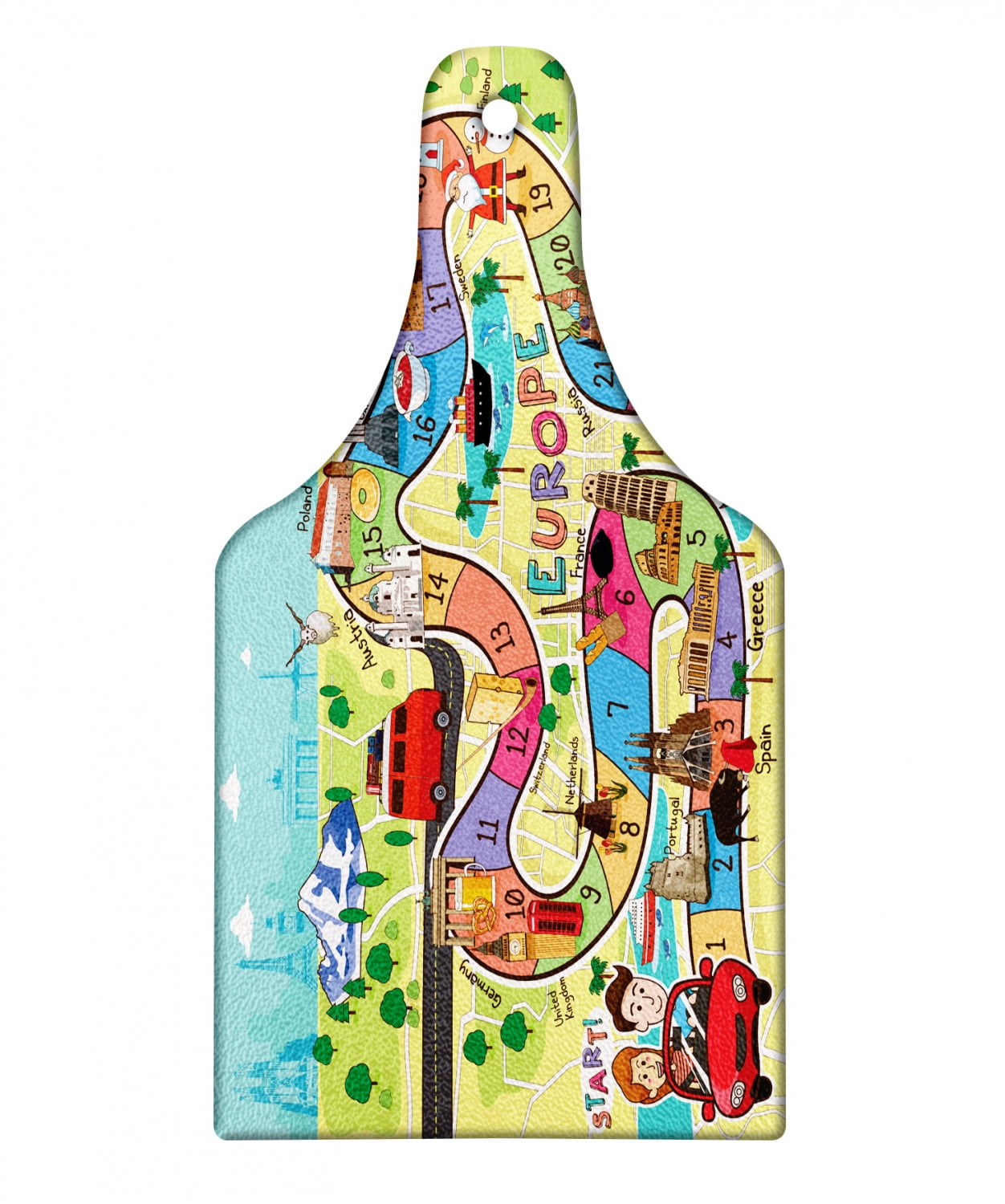 Board Game Cutting Board, Illustration with Europe Travel Themed Board ...