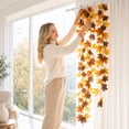 Artificial Fall Maple Leaf Garland, Vibrant Autumn Colors Decorative ...