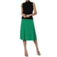 Womens Ribbed Knit Midi Skirt Stretchy A Line Flared Flowy Pull On